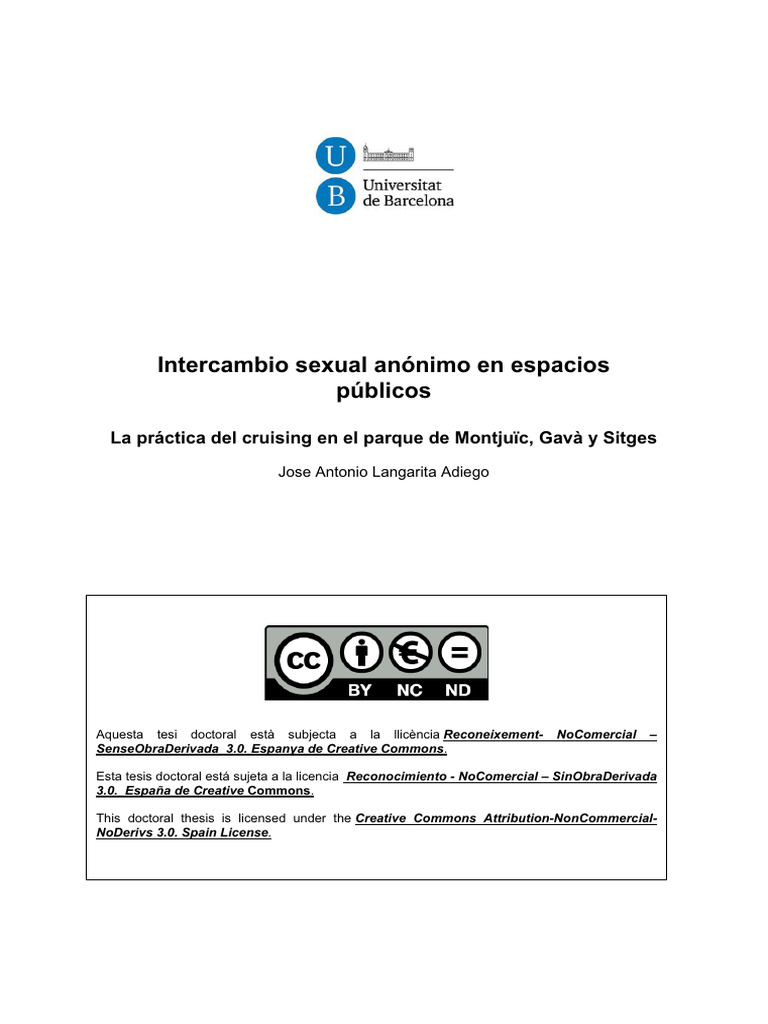 Intercambio Sexual Anonimo en Espacios Publicos | PDF