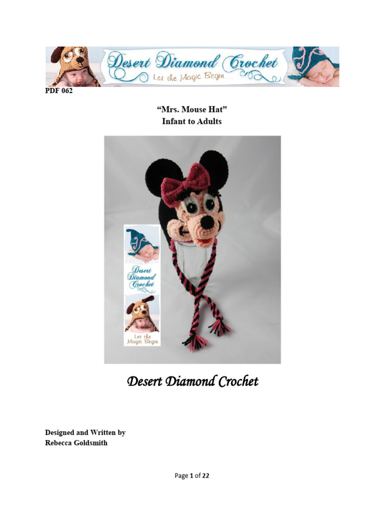 Mrs. Mouse Hat Crochet Pattern | PDF | Crochet | Needlework