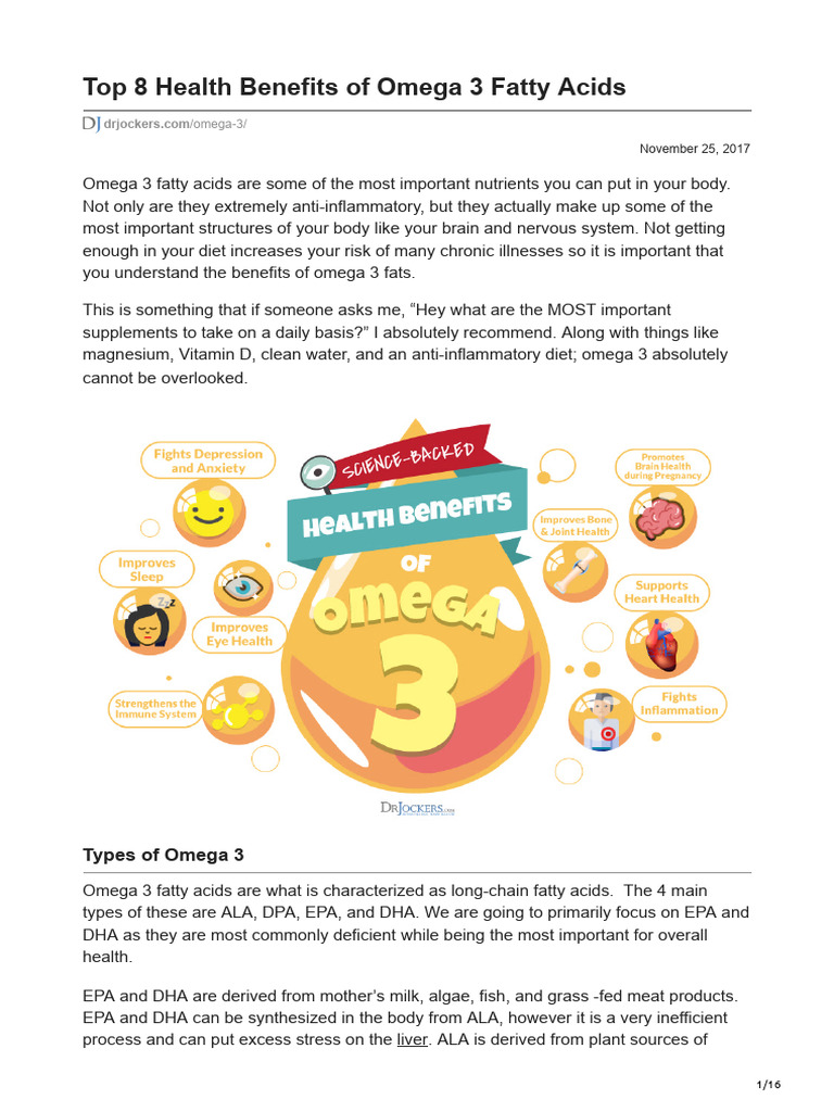 Health Benefits of Omega 3 Fatty Acids | PDF | Omega 3 Fatty Acid | Fat
