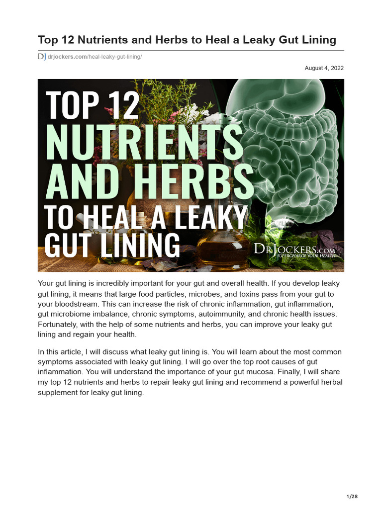 Top 12 Nutrients and Herbs To Heal A Leaky Gut Lining | PDF | Food ...