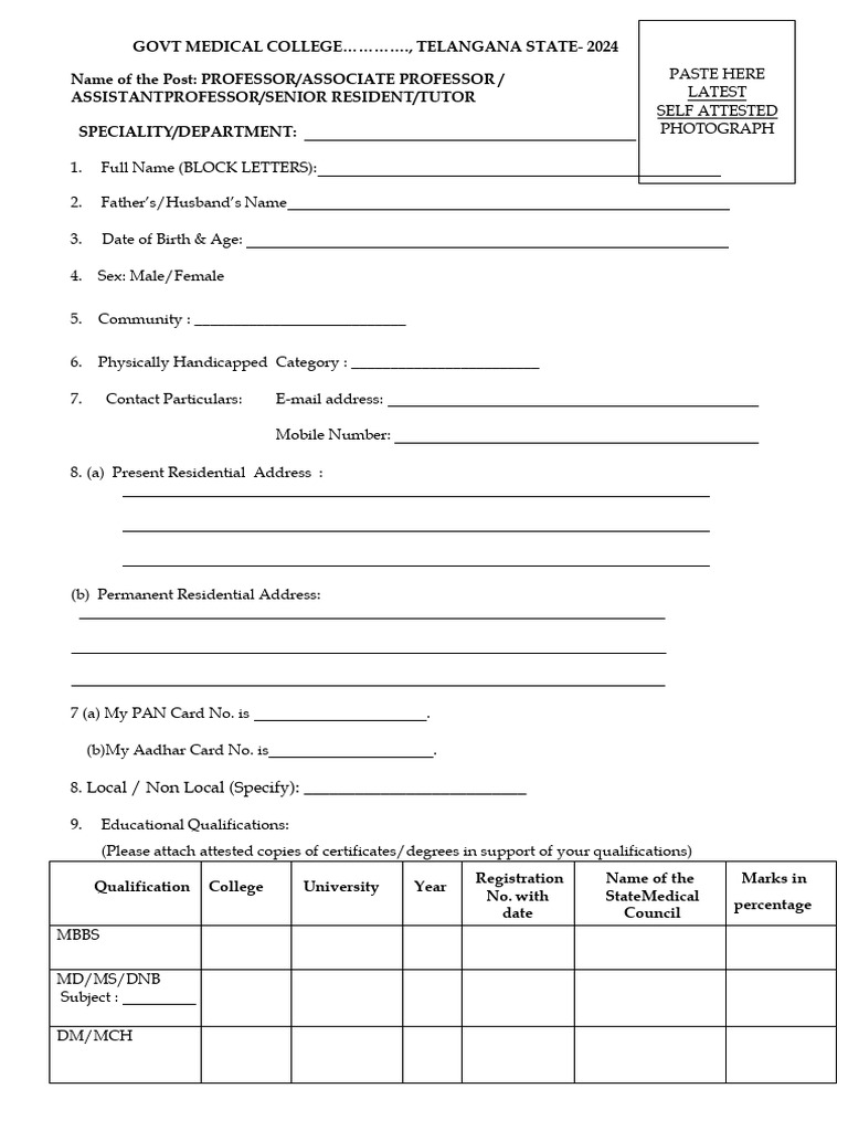 Application Form Contract 1 | PDF