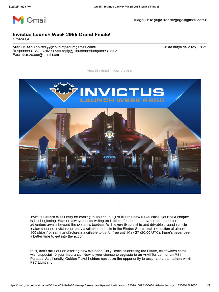 Gmail - Invictus Launch Week 2955 Grand Finale! | PDF
