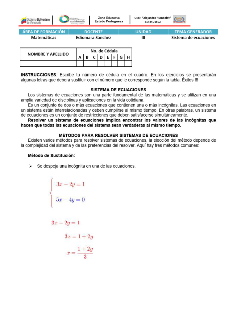 GUIA 3ERO UII Mat | PDF | Ecuaciones | Matemáticas Aplicadas