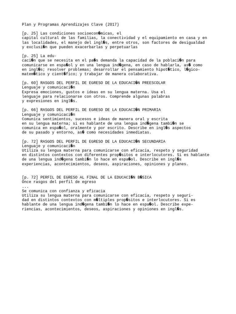 INGLES en El Plan 2017 de Aprendizajes Clave | PDF