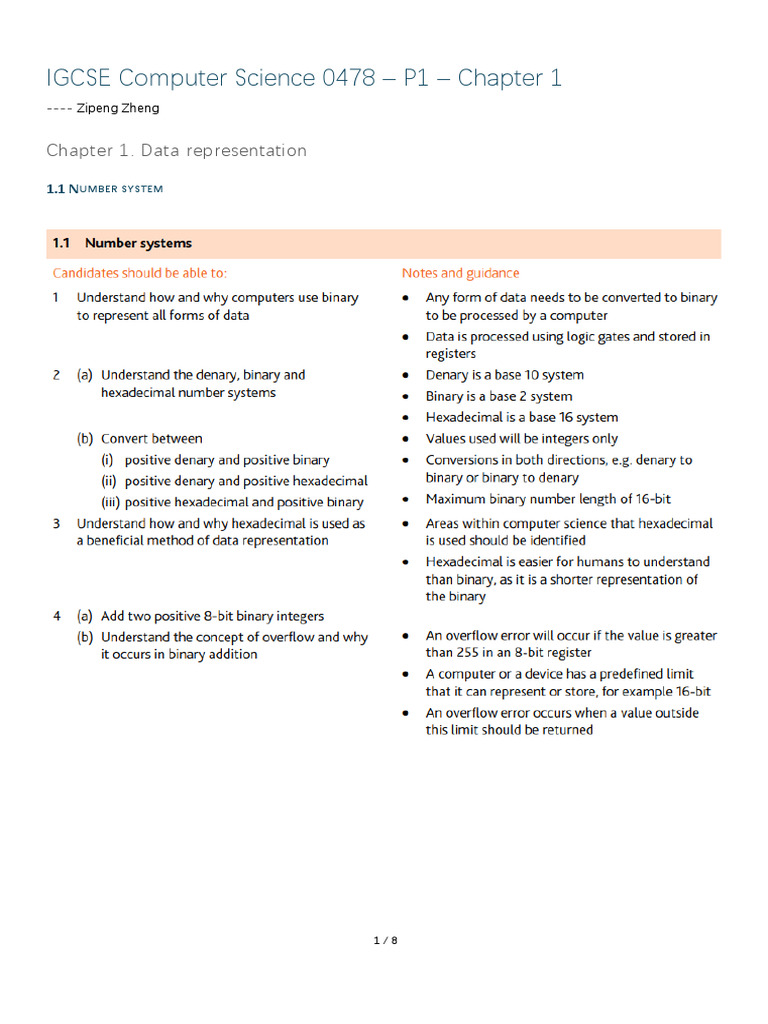 (背诵资料) Chapter 1. Data representation | PDF | Data Compression | Computer Engineering