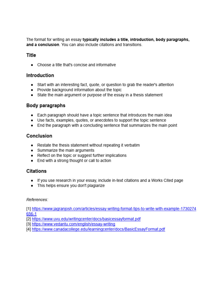 Essay Writing Format | PDF