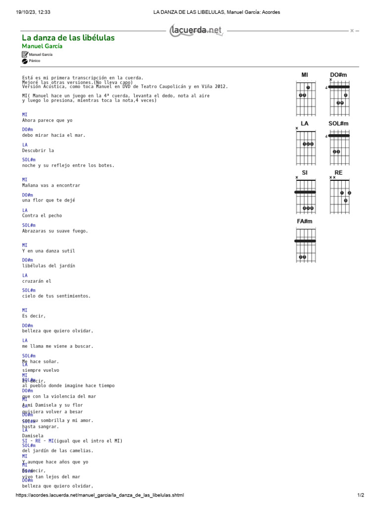 LA DANZA DE LAS LIBELULAS, Manuel García_ Acordes1 | PDF