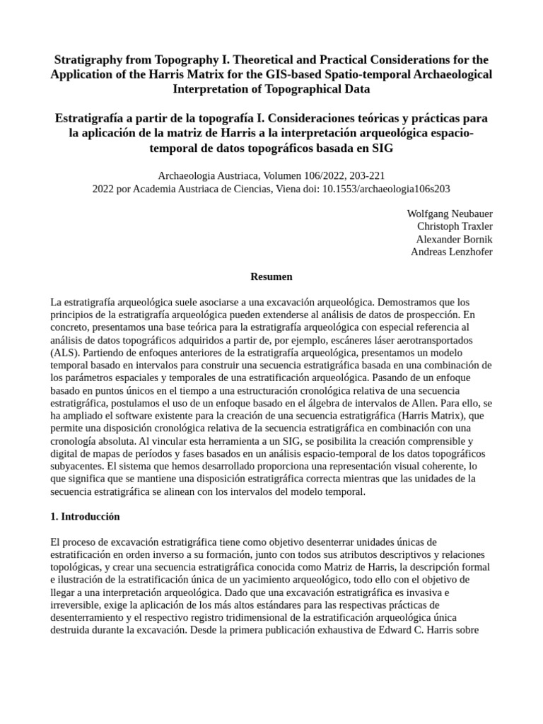 Stratigraphy From Topography I - Matrix-Harris | PDF | Arqueología ...