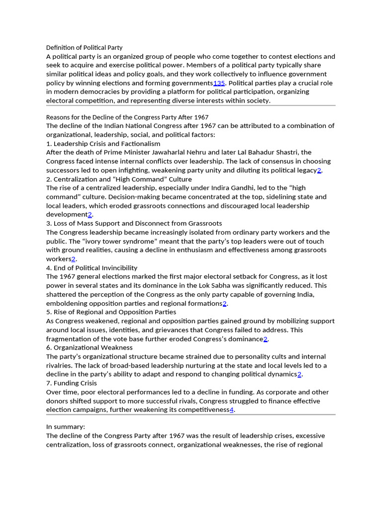 Definition of Political Party | PDF | Indian National Congress ...