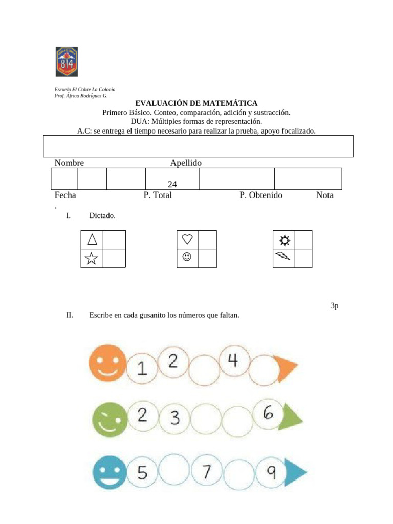 Prueba de Conteo 1ro Marzo | PDF