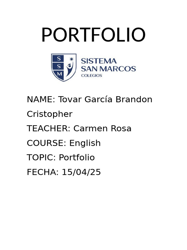 English Portfolio: Verbs and Sentences | PDF