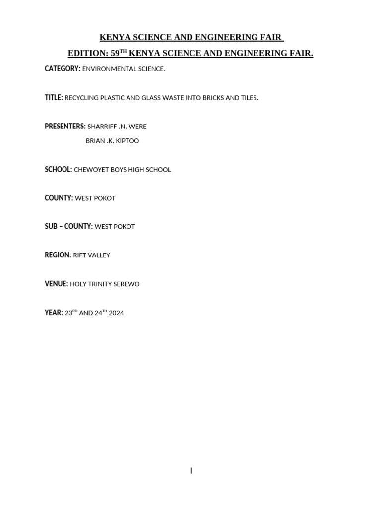 SHARRIFF & BRIAN PROJECT | PDF | Plastic | Recycling