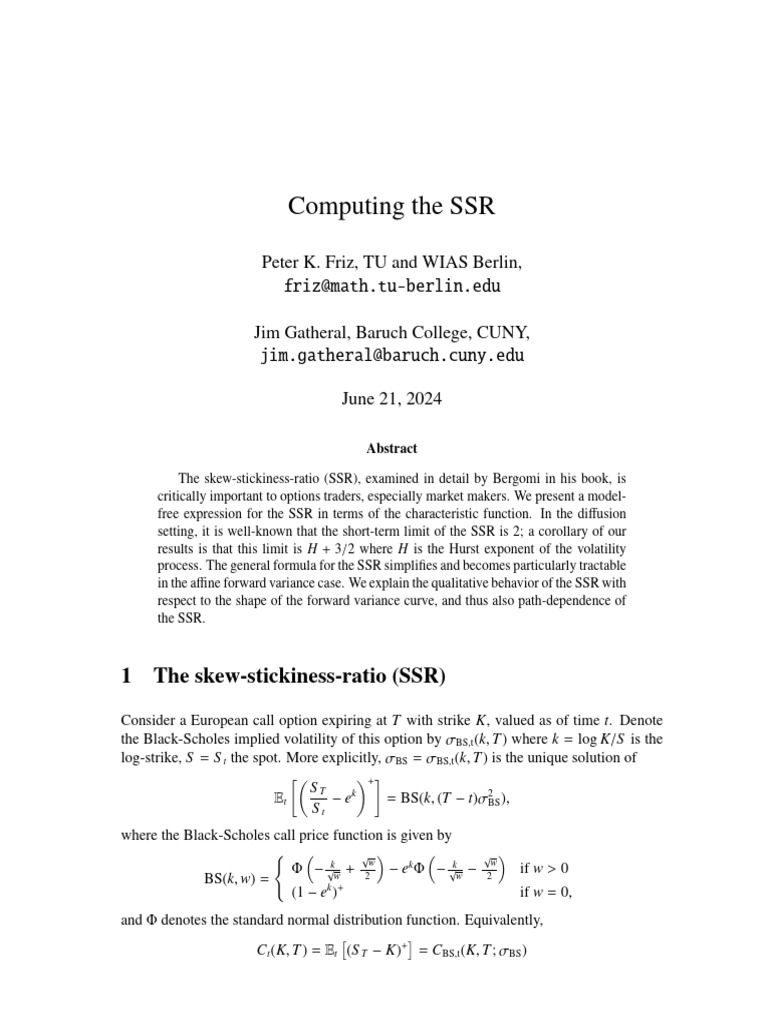 Skew-Stickiness Ratio in Options Trading | PDF | Black–Scholes Model ...