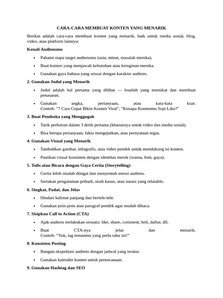 Cara-Cara Membuat Konten Yang Menarik | PDF