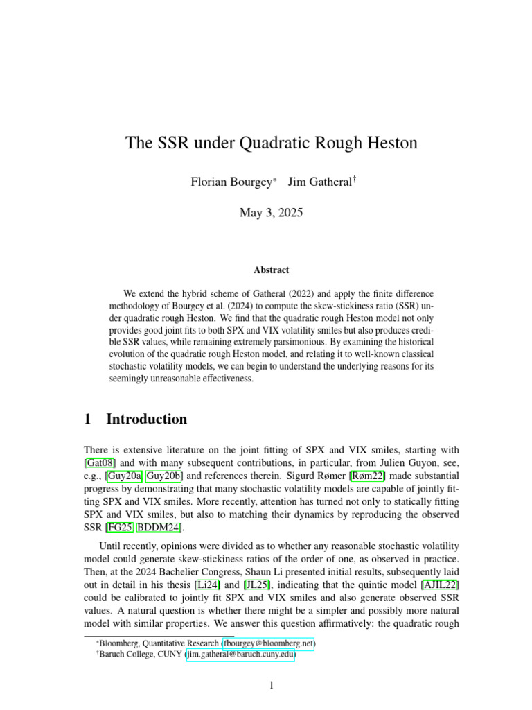 The SSR under Quadratic Rough Heston | PDF | Black–Scholes Model ...