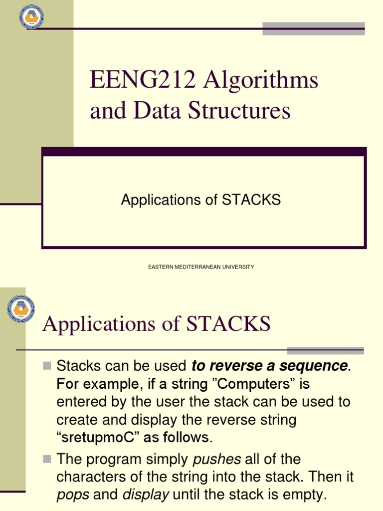 Applications of Stacks in Algorithms | PDF | String (Computer Science ...