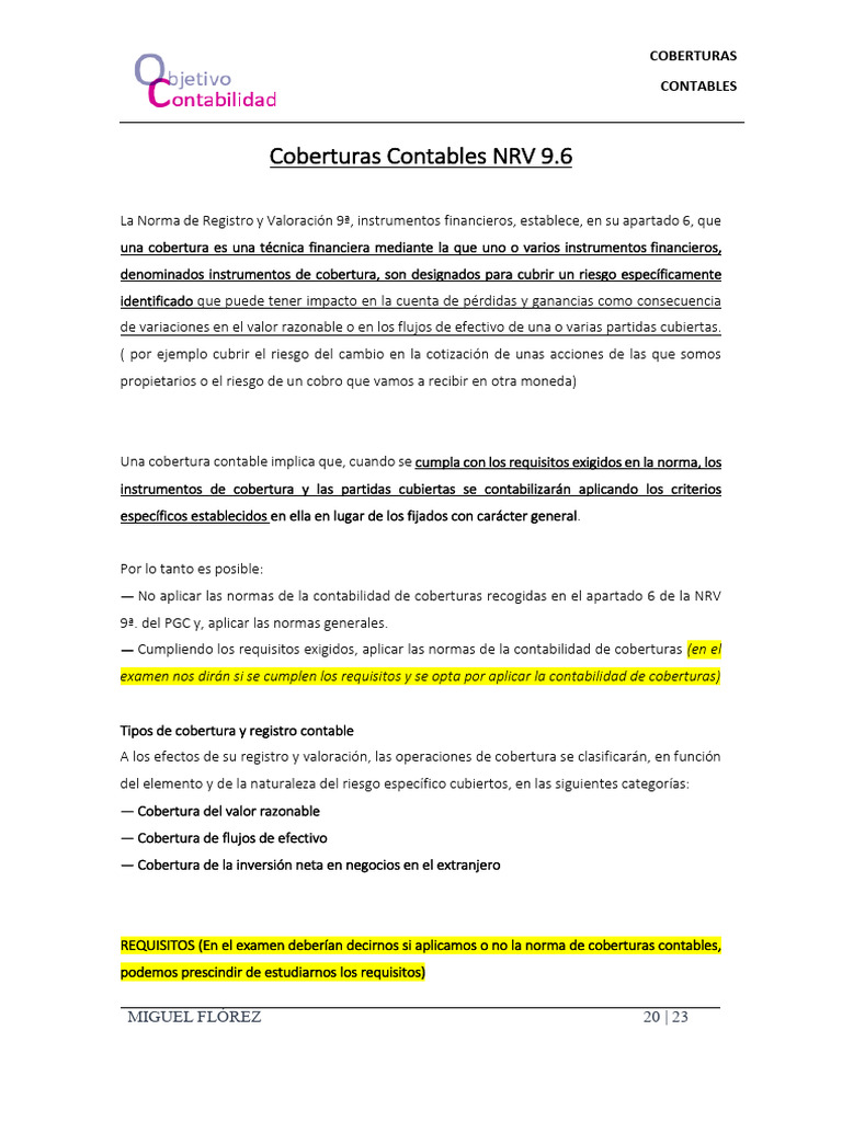 Coberturas Contables: Normas y Tipos | PDF | Contabilidad | Valor neto