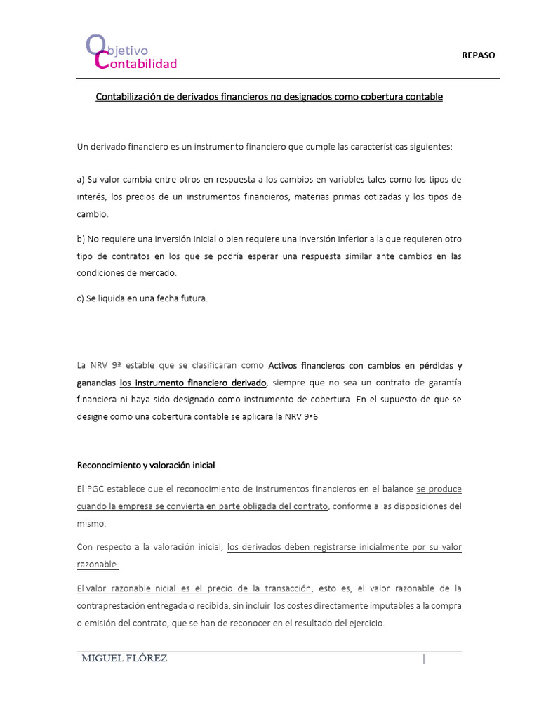 Contabilización de Derivados Financieros | PDF | Opción (Finanzas ...