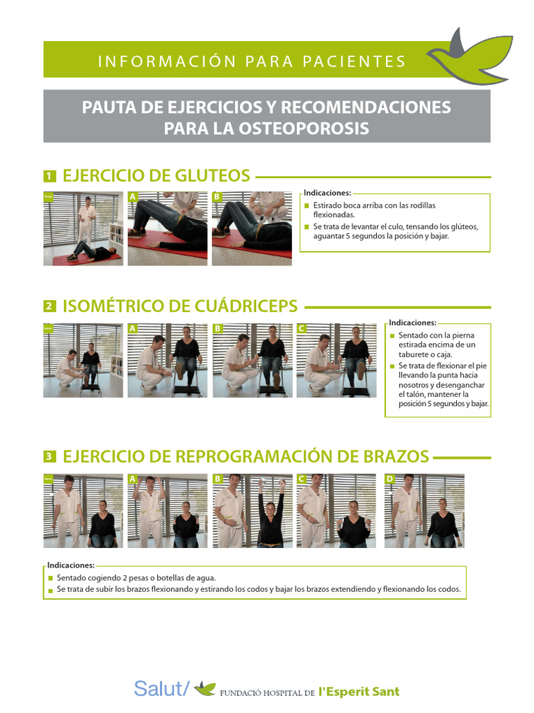 Pauta Ejercicios y Recomendacions para La Osteoporosi - CAST | PDF