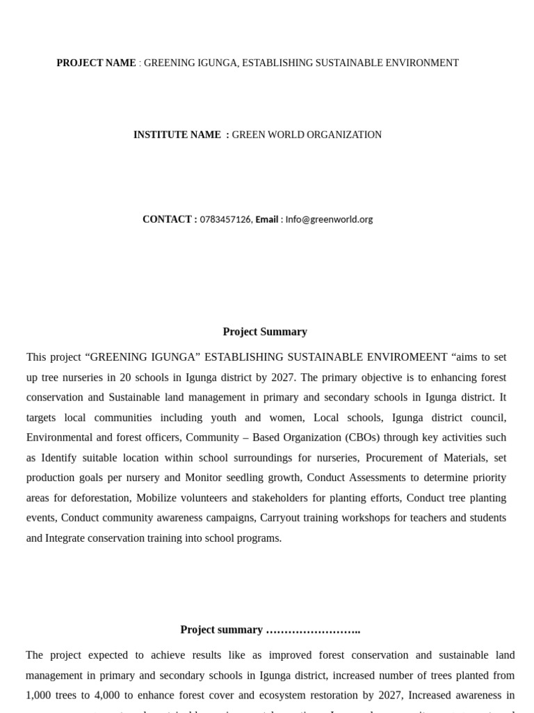 Project Write-Up Presentation | PDF | Plant Nursery | Sustainability