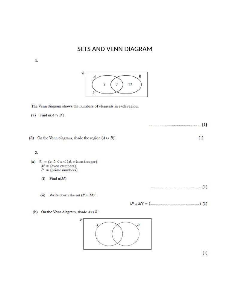 Sets and Venn Diagram | PDF