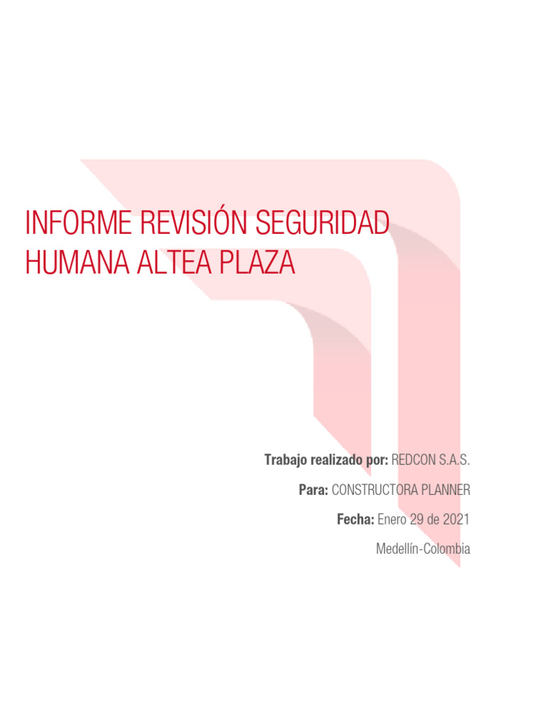 Informe Revisión Seguridad Humana Altea Plaza | PDF