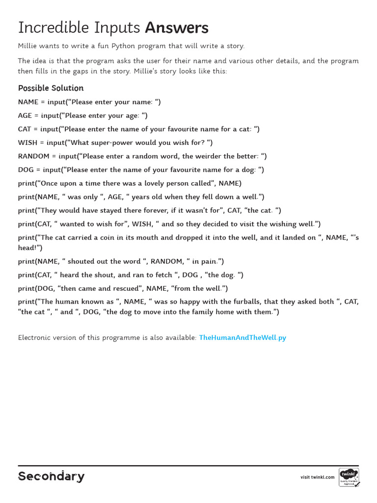 Fun Python Story Generator Program | PDF