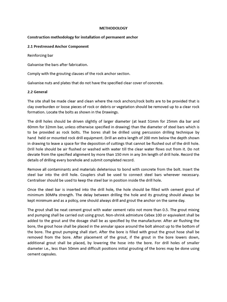 Dywidag-Methodology - Prestressed Anchor | PDF | Borehole | Drill