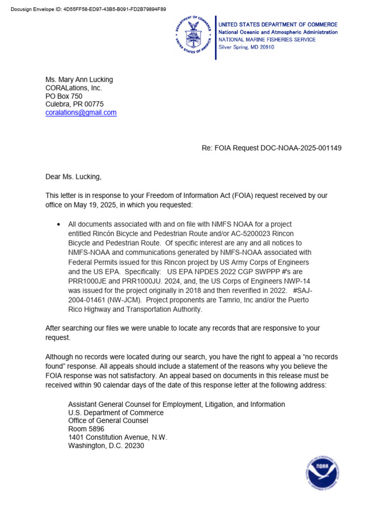 Noaa Foia 2025-1149-No Records Fal | PDF | Freedom Of Information Act ...