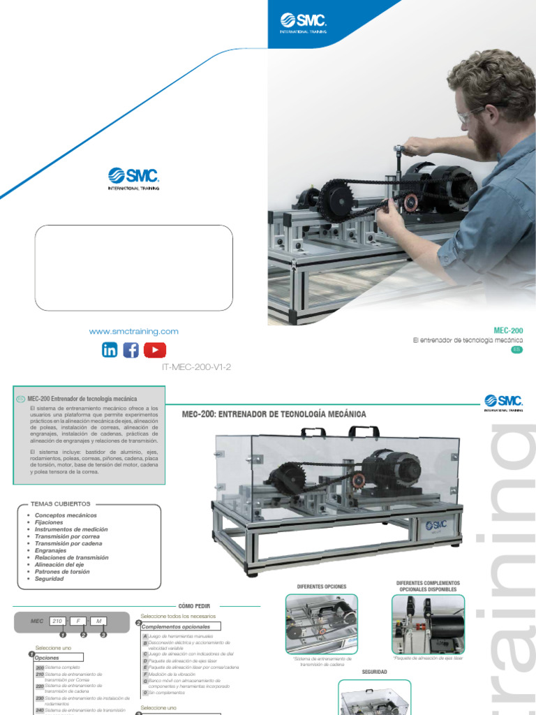 Entrenador Mecánico MEC-200: Capacitación Práctica | PDF | Engranaje | Eje