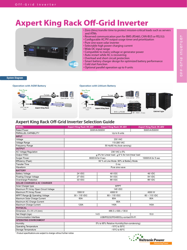 Axpert King Rack 3000 5000 Ficha Tecnica En | PDF | Power Inverter ...