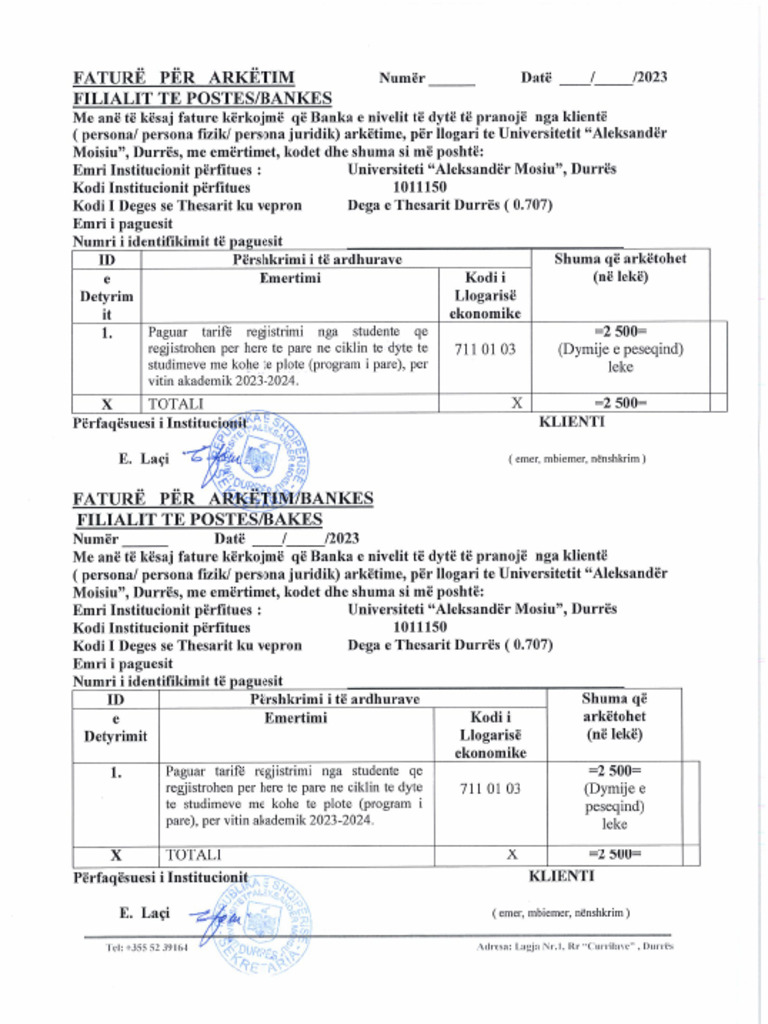 Tarife Regjistrimi Cikli Dyte | PDF