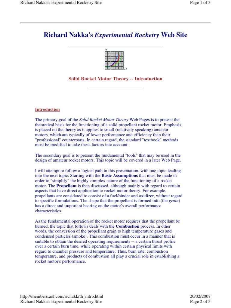 Richard Nakka's Experimental Rocketry Web Site: Solid Rocket Motor ...