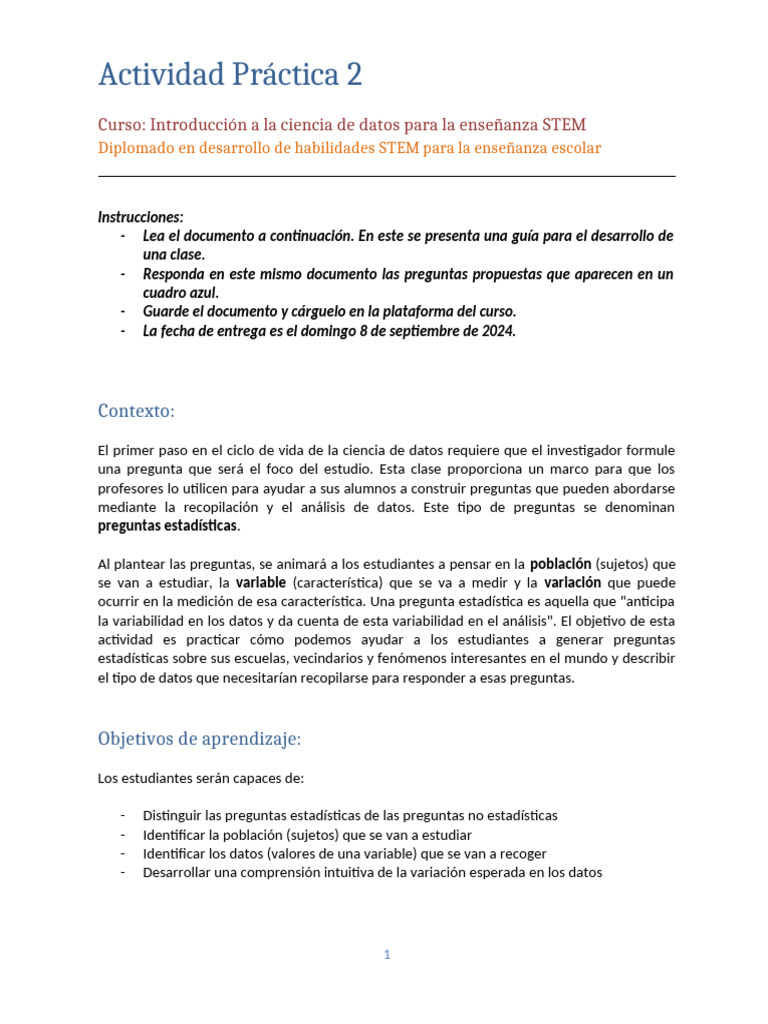 Actividad 2 Ciencia de Datos | PDF | Estadísticas | Enseñando