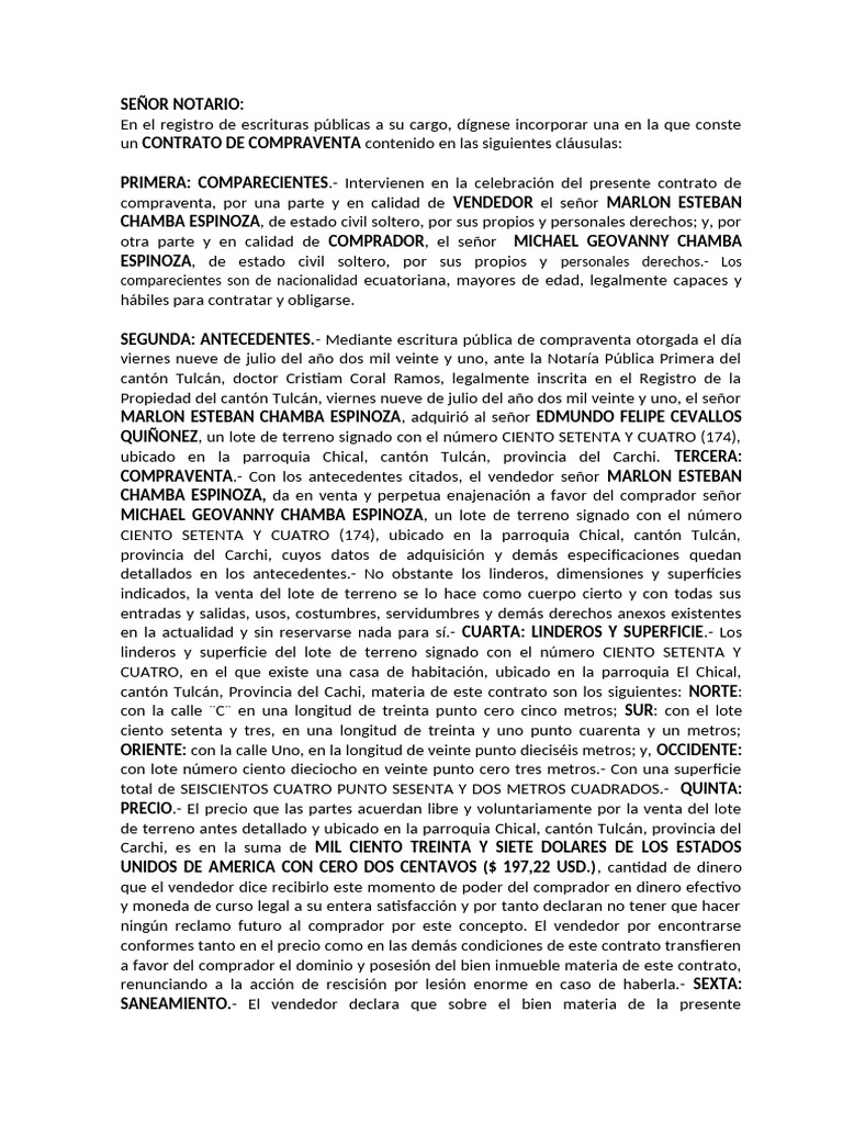 MINUTA COMPRA VENTA | PDF