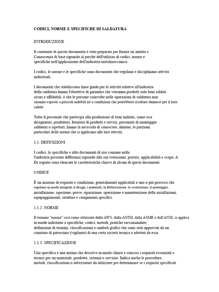 Codici, Norme E Specifiche Di Saldatura | PDF