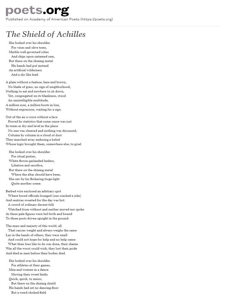 The Shield of Achilles by W. H. Auden | PDF