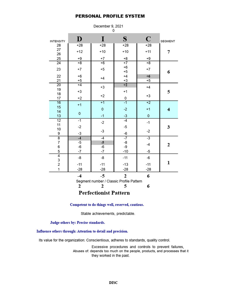 D I S C: Perfectionist Pattern | PDF | Perfectionism (Psychology ...