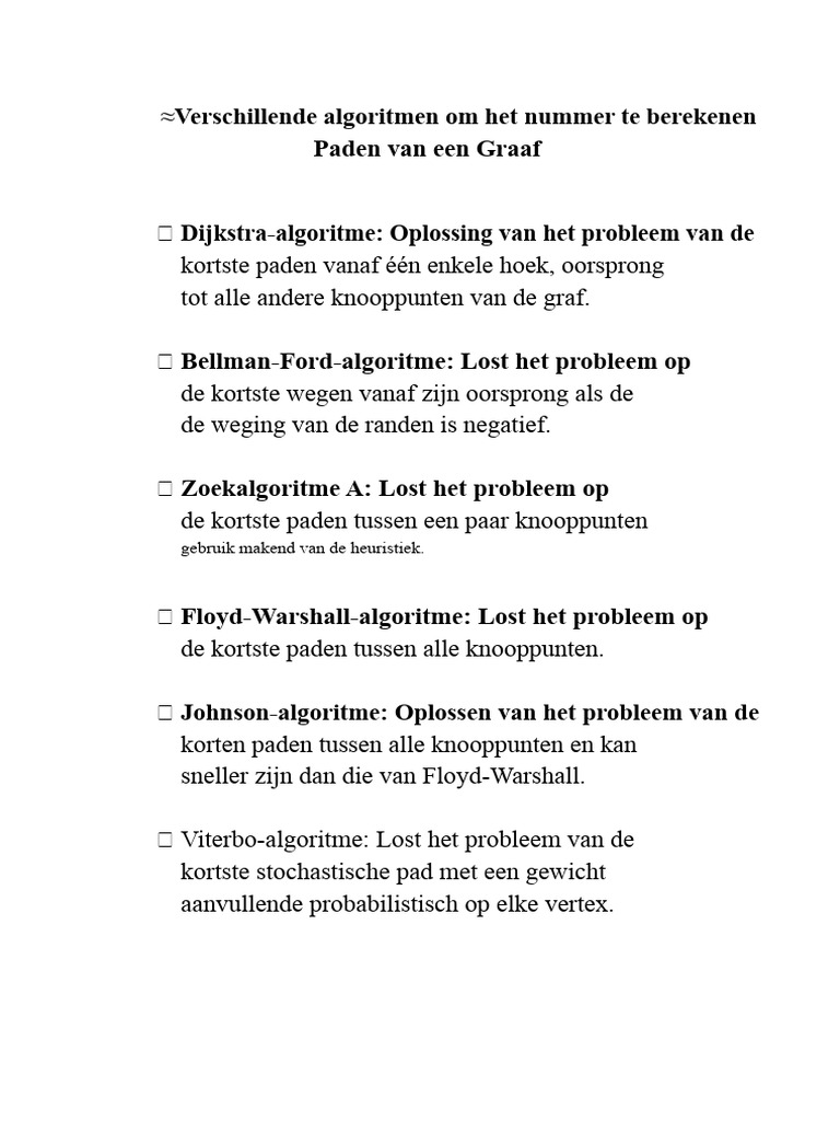Paden Van Een Graaf: Verschillende Algoritmen Om Het Nummer Te ...