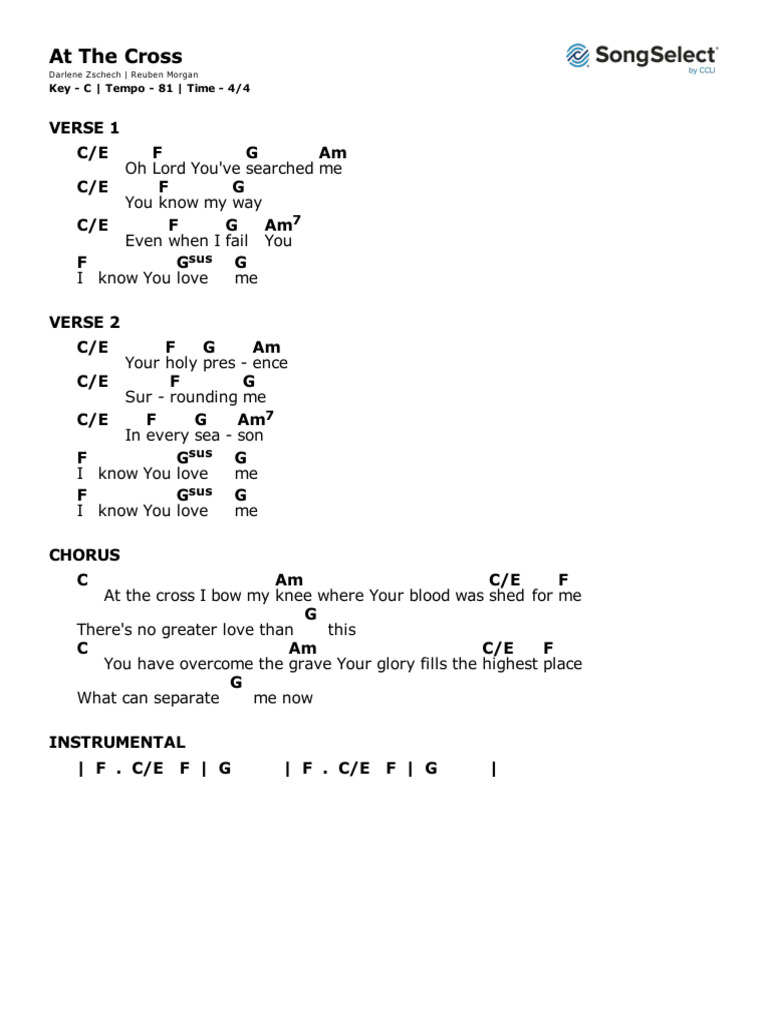 At The Cross Lyrics and Chords | PDF