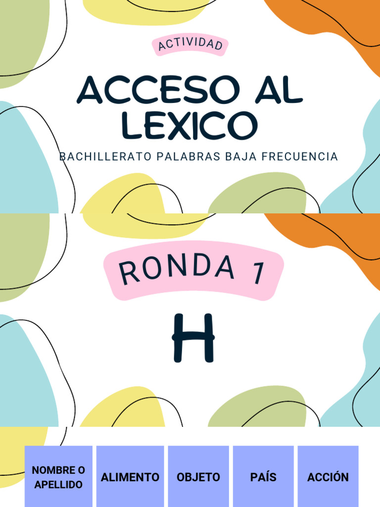 Actividad para Trabajar El Acceso Al Léxico (Bachillerato) | PDF