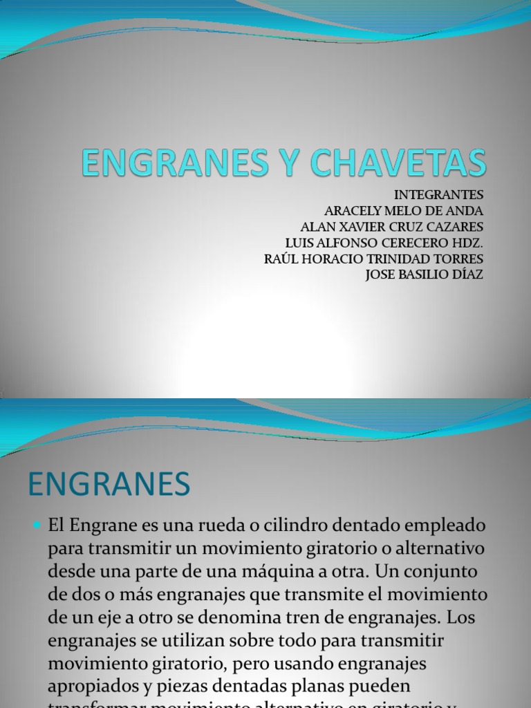 Engranes y Chavetas | PDF | Engranaje | Cinemática