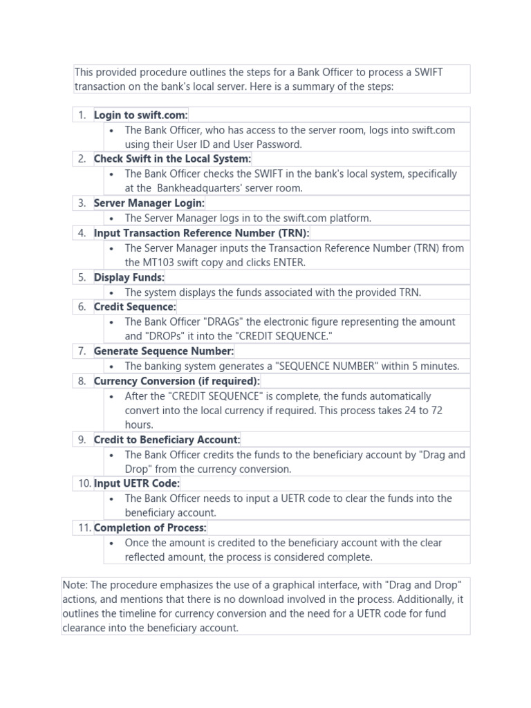 Mt103 Cash Transfer Procedure | PDF