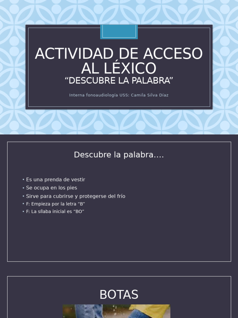 ACT ACCESO AL LÉXICO (Actividad para Acceder A Palabras en PX Adulto) - Nivel Lexico Semantico | PDF
