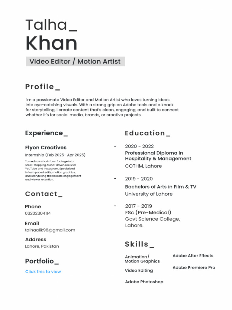 Talha CV | PDF