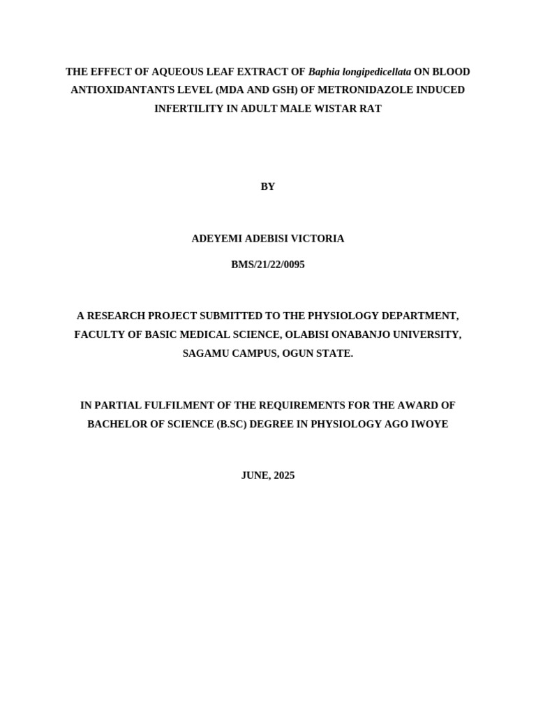 Adebisi Full Project-1 FN | PDF | Infertility | Glutathione