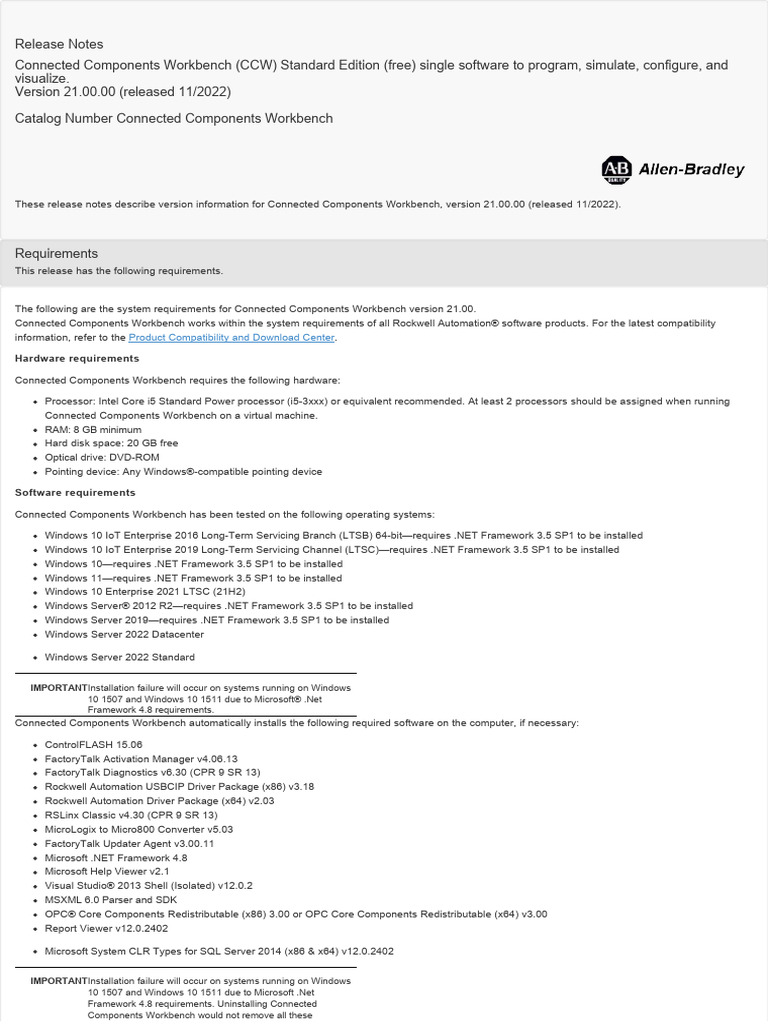 Connected Components Workbench - 21.00.00 (Released 11 - 2022) | PDF ...