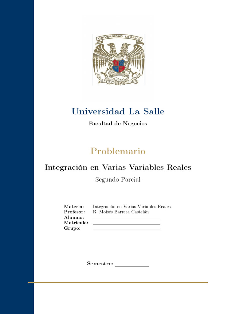 Problemario Segundo Parcial Integral | PDF | Esfera | Integral