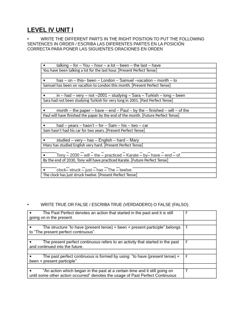 Level IV - Summative - Activity - 1 | PDF | Perfect (Grammar) | Language Mechanics