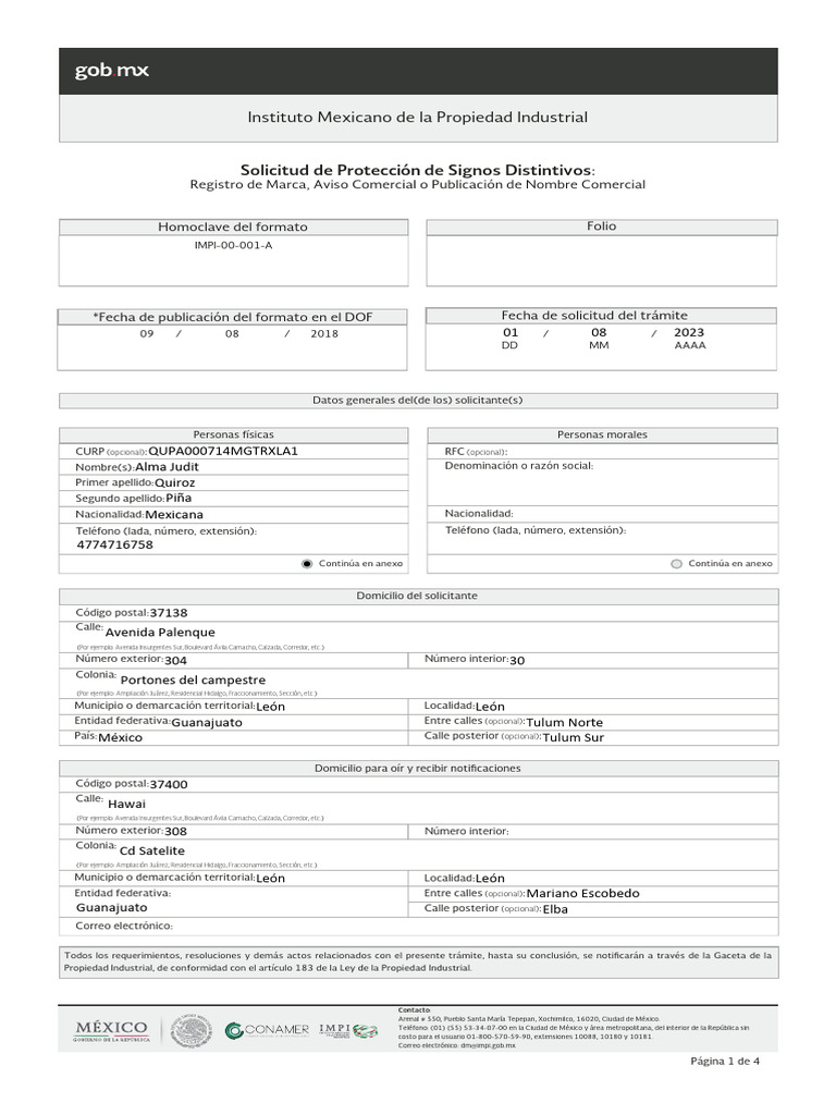 IMPI 00 001 A 2018 Edit | PDF | México
